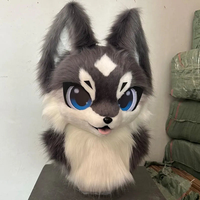 Fluffy Alpha: Expressive Wolf Furry Cosplay Head – MoeMoeKyun