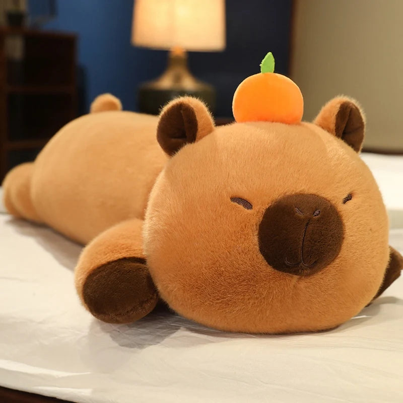 Long Capybara Body Pillow Plushie with Cute Orange – MoeMoeKyun
